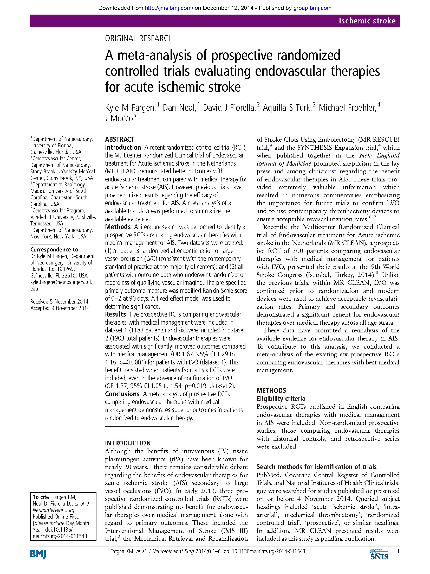 A Meta analysis Of Prospective Randomized Controlled Trials Evaluating