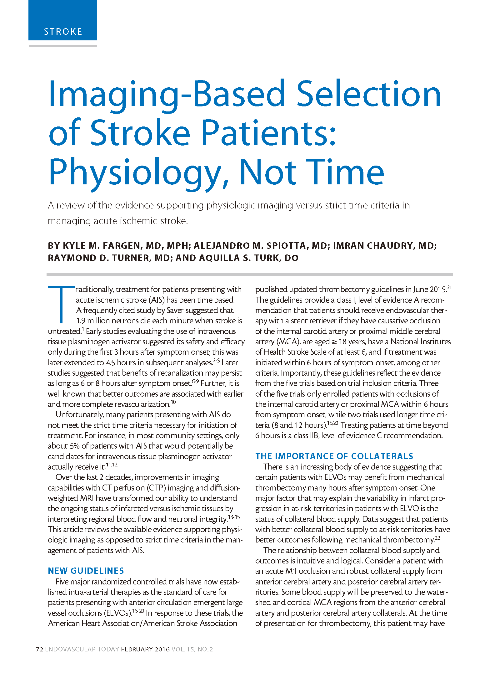 Imaging-Based Selection of Stroke Patients: Physiology, Not Time - 脑医汇